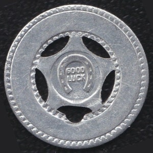 USA, 1950s, GOOD LUCK, Dealer Merchant Advertising Token, Horse Shoe Shamrock Young Clover ...