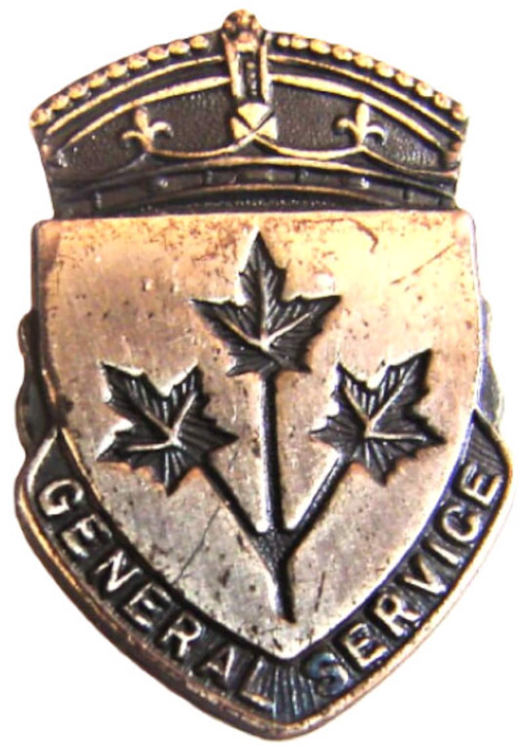 SERLING Silver, CANADA MILITARY Badge Canadian WW2 General Service ...