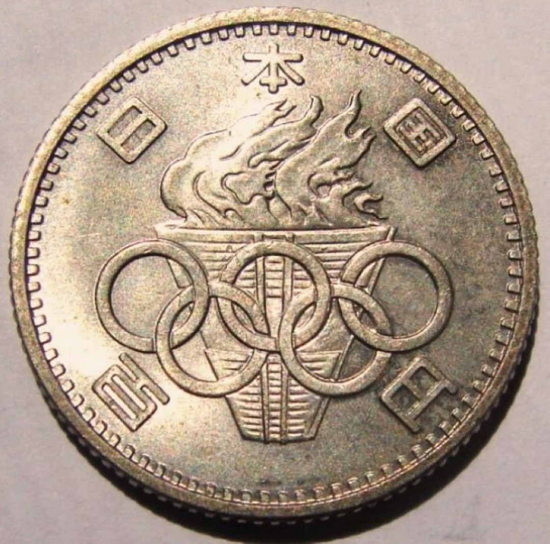 JAPAN, 1964, SILVER, 100 Yen Summer OLYMPICS Tokyo Emperor Hirohito Commemorative Issue. .600 ...
