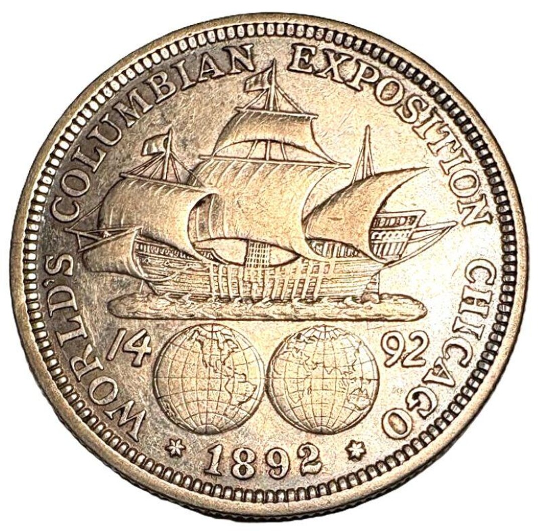 USA, 1892, COLUMBIAN EXPOSITION, Ship Santa Maria, 1/2 Dollar, Silver ...