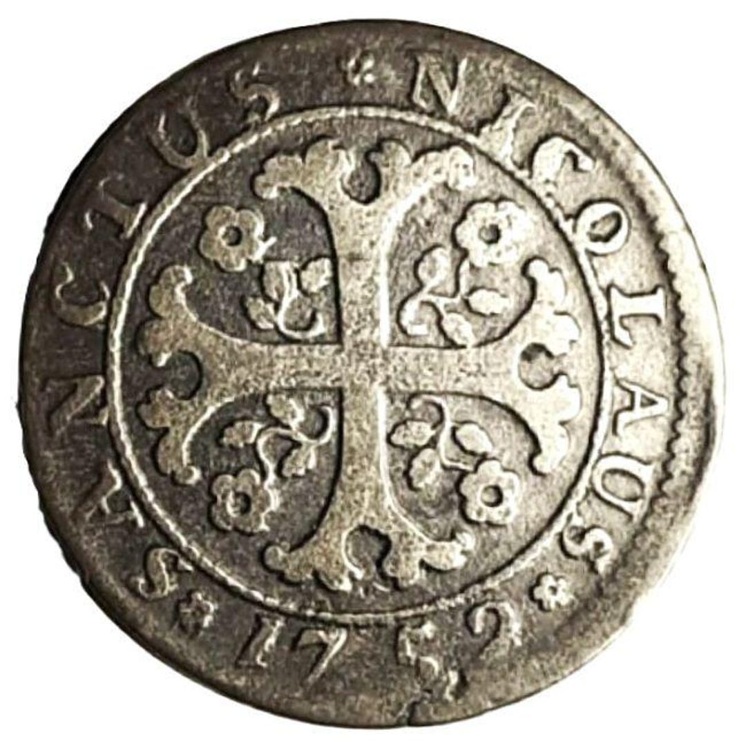 SILVER, Authentic 1752 SWISS Cantons FREIBURG Floreated Cross, Shield ...