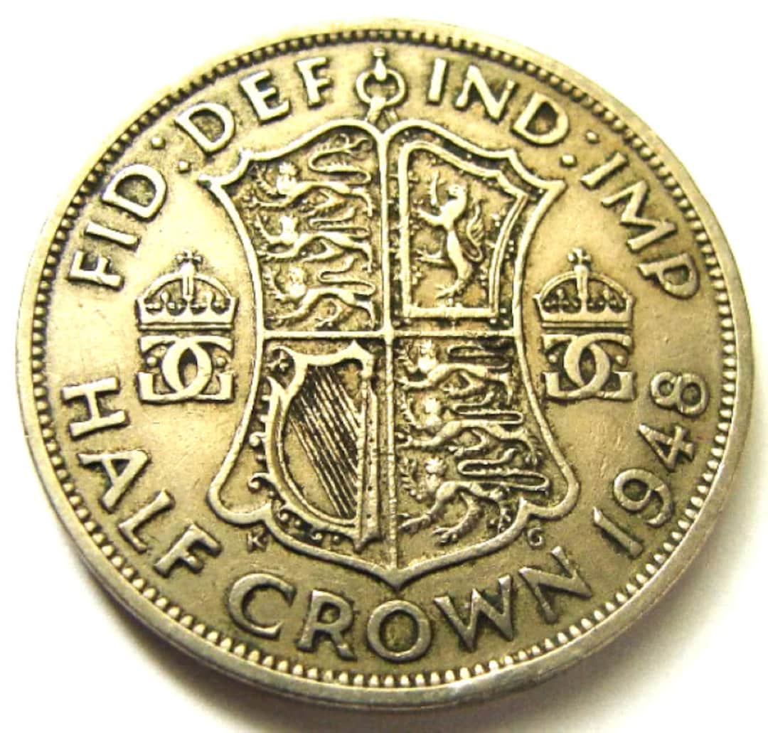 1948 KING GEORGE VI Half Crown, 2nd Type With Ind:imp Coat of Arms of ...