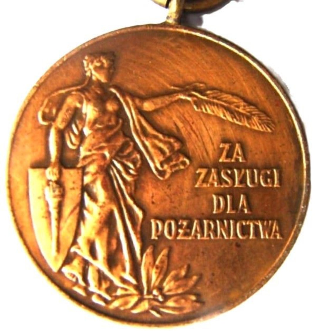 POLISH, 1945, FIREFIGHTING MERITS Poland Volunteer Fire Service for ...