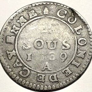 SILVER, 1789 A FRANCE GUIANA Cayenne, Louis 16th French Settlement Lis ...