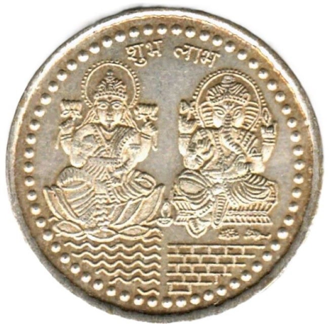 SILVER TEMPLE TOKEN India Good Luck Hindu Temple Goddess of Wealth ...