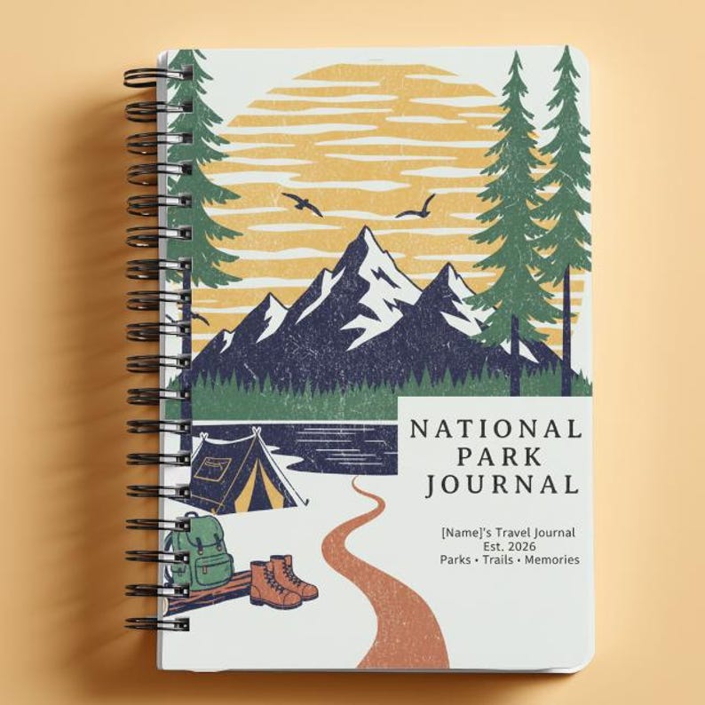 Personalized National Park Travel Journal Notebook, Hiking Camping ...