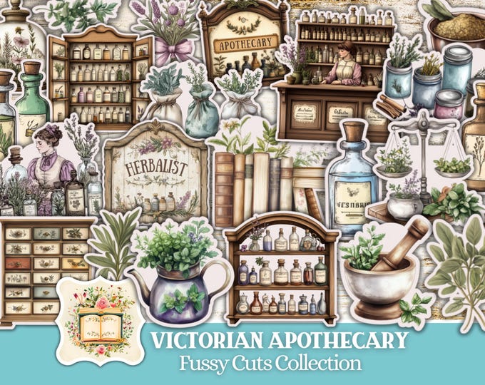 Apothecary Fussy Cuts, Victorian Ephemera, Stickers, Digital Download ...