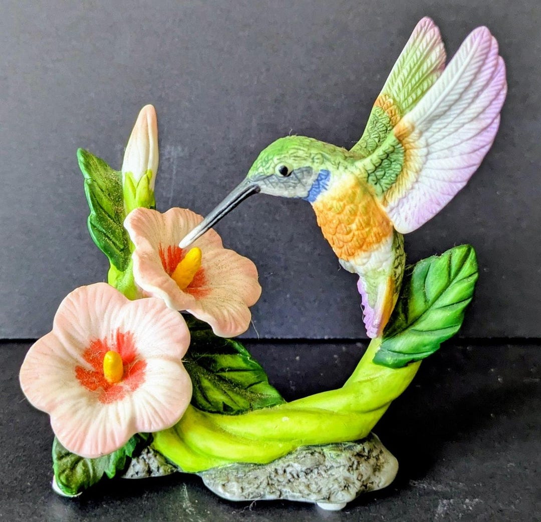Vintage 3 X 4 Inch Bisque Porcelain Hummingbird Figurine No Cracks or ...