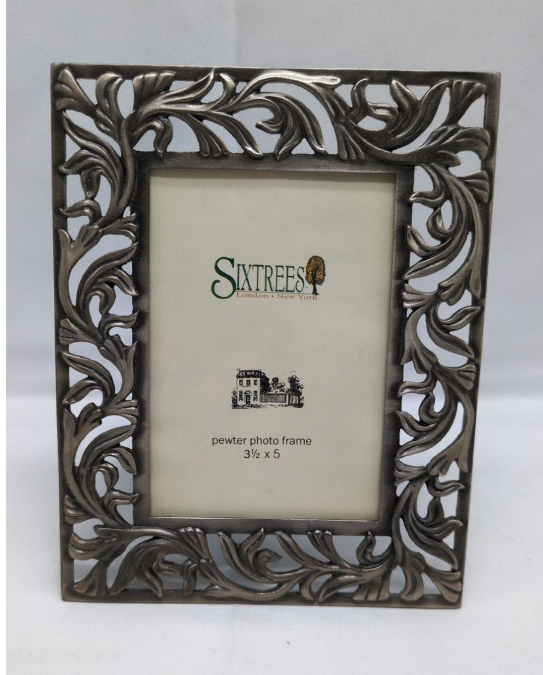 Vtg SIXTREES Pewter Cast Openwork Floral Bloom Design Picture Frame ...