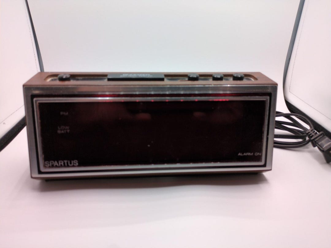 VTG Retro Alarm Clock Spartus Model 1099 Brown Made in Hong Kong Tested ...