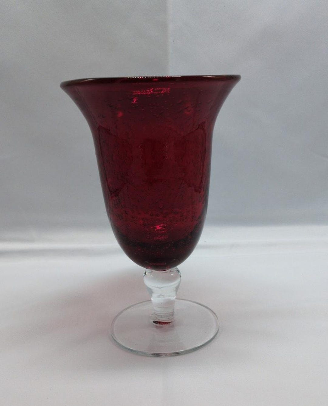 Ruby Red Goblet Wine Glass Bubble Glass Flared Rim 7.5 Inches 12 Oz - Etsy