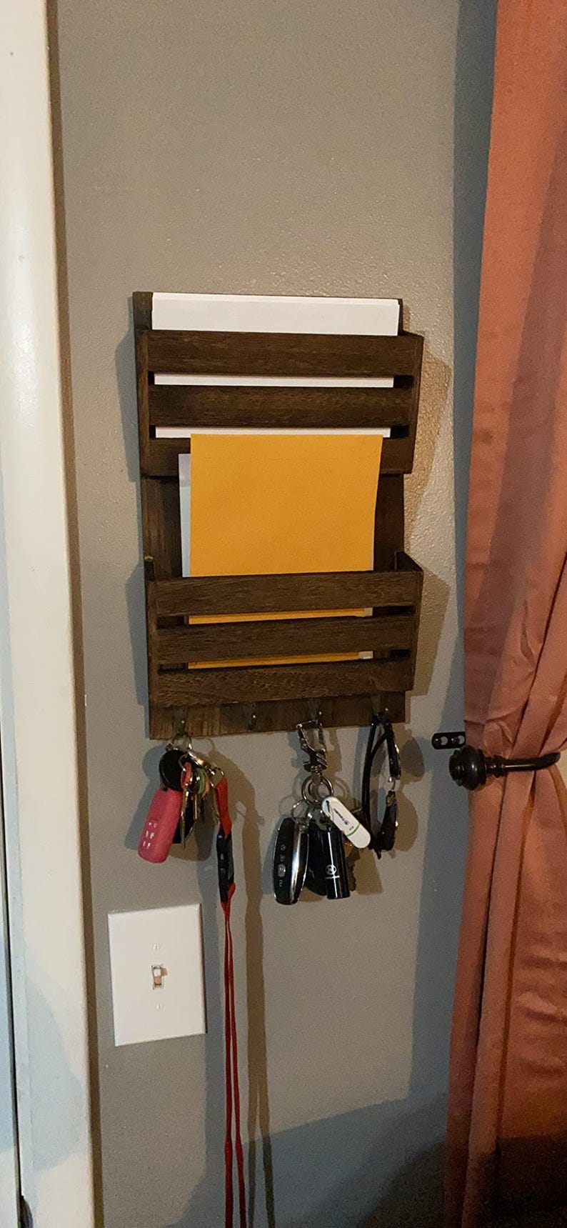 Wooden Mail Organizer | 2-slot Wood Mail and Key Holder for Wall ...