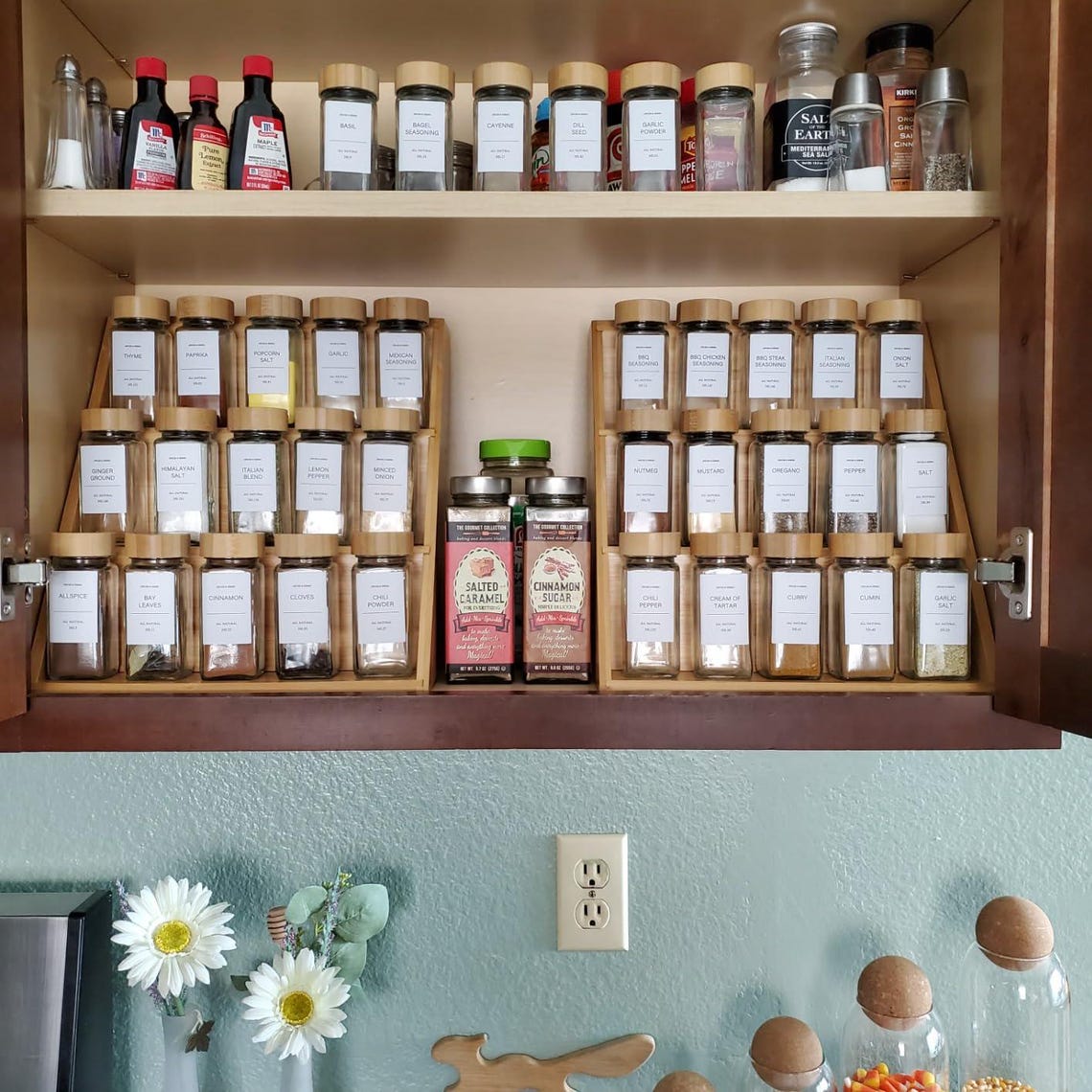 Bamboo Spice Rack | Spice Organizer | 3 Tier Seasoning Spice Jar ...