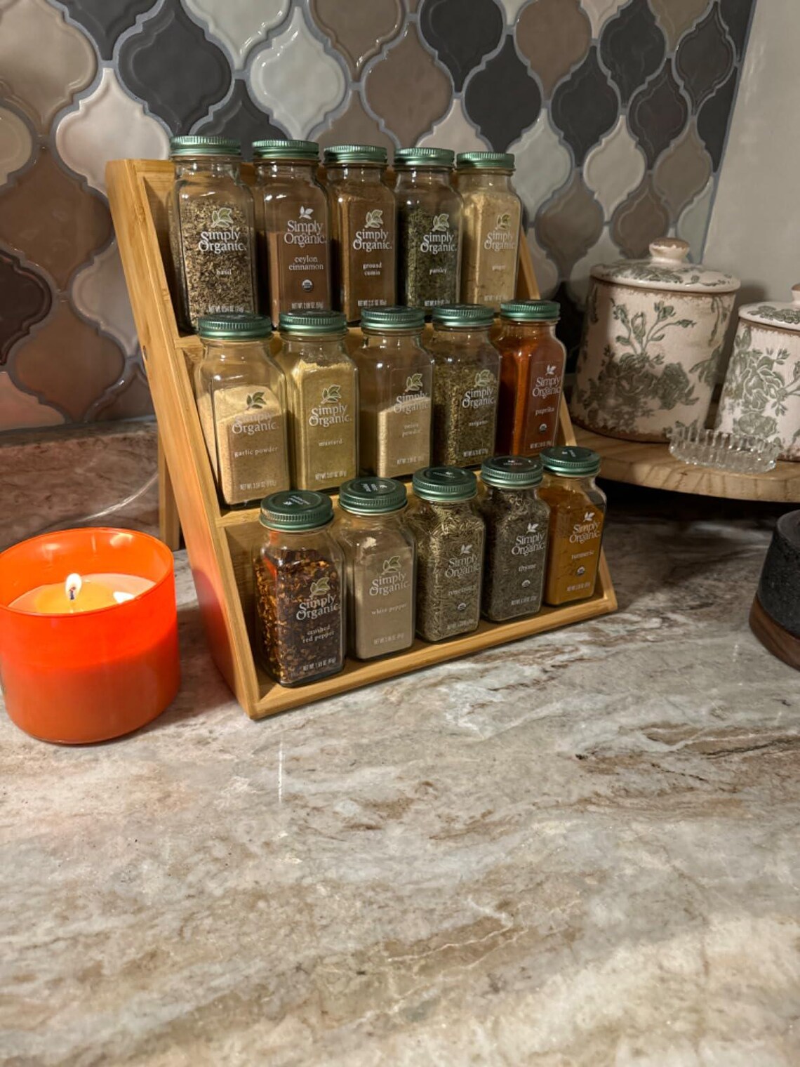 Bamboo Spice Rack | Spice Organizer | 3 Tier Seasoning Spice Jar ...