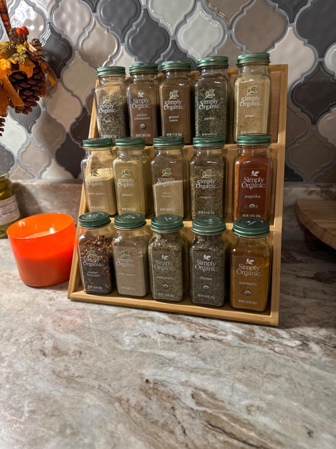 Bamboo Spice Rack | Spice Organizer | 3 Tier Seasoning Spice Jar ...