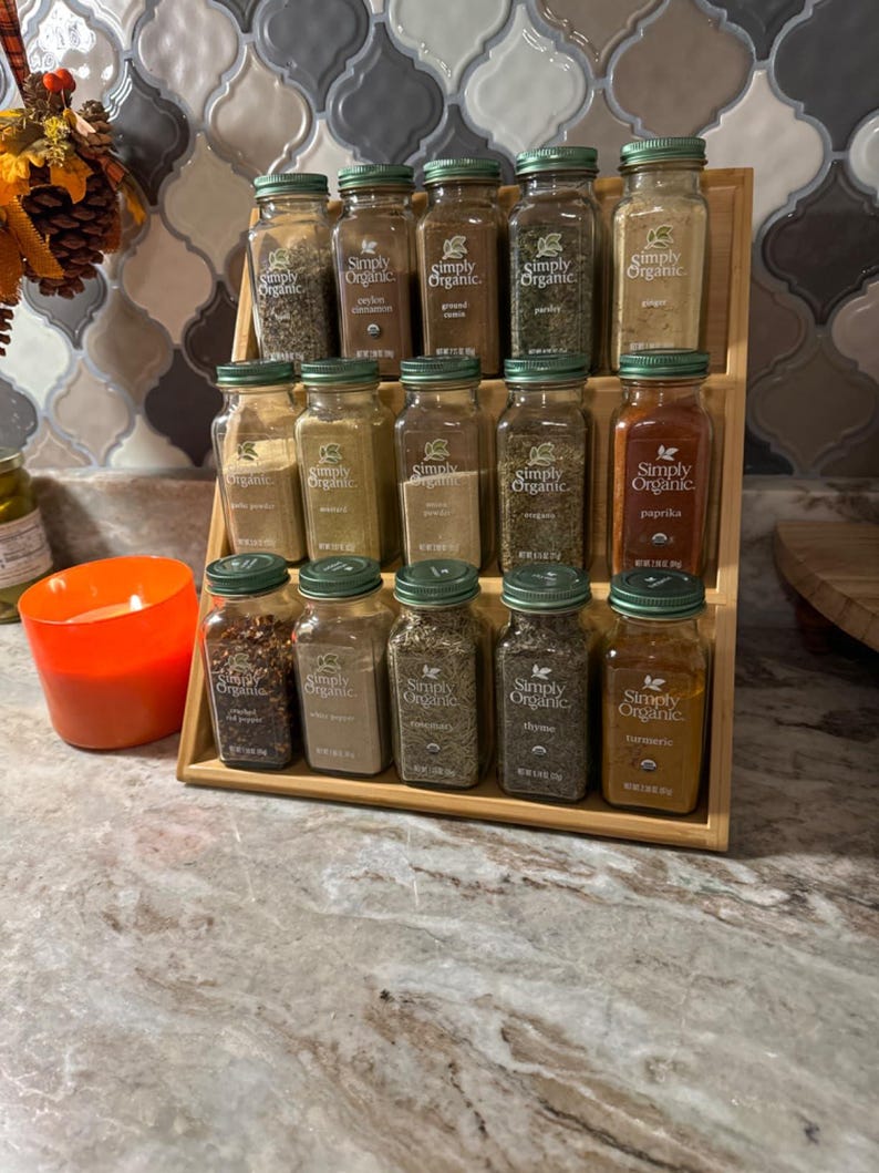 Bamboo Spice Rack | Spice Organizer | 3 Tier Seasoning Spice Jar ...