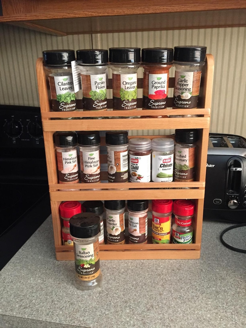 Wooden Spice Rack | 3 Tier Spice Rack | Kitchen Organizer | Storage ...