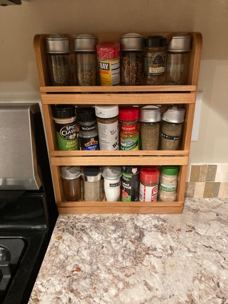 Wooden Spice Rack | 3 Tier Spice Rack | Kitchen Organizer | Storage ...