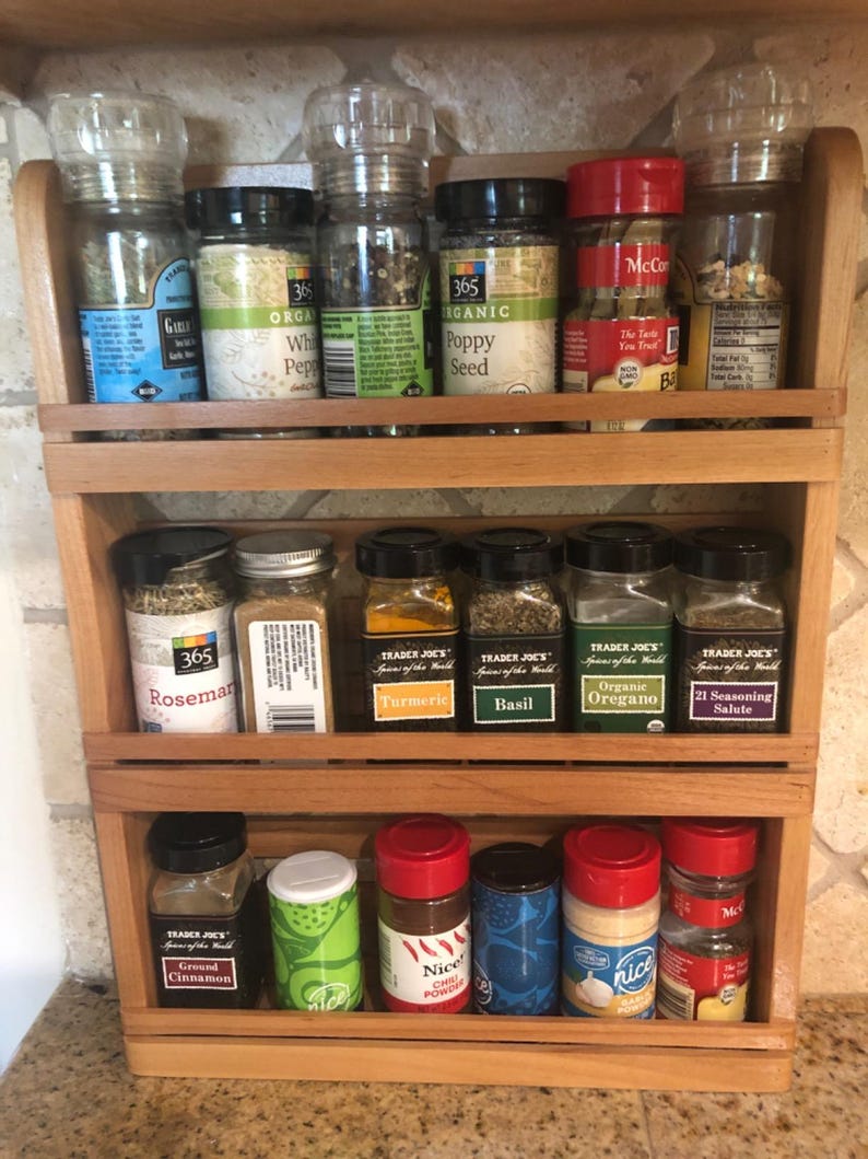 Wooden Spice Rack | 3 Tier Spice Rack | Kitchen Organizer | Storage ...