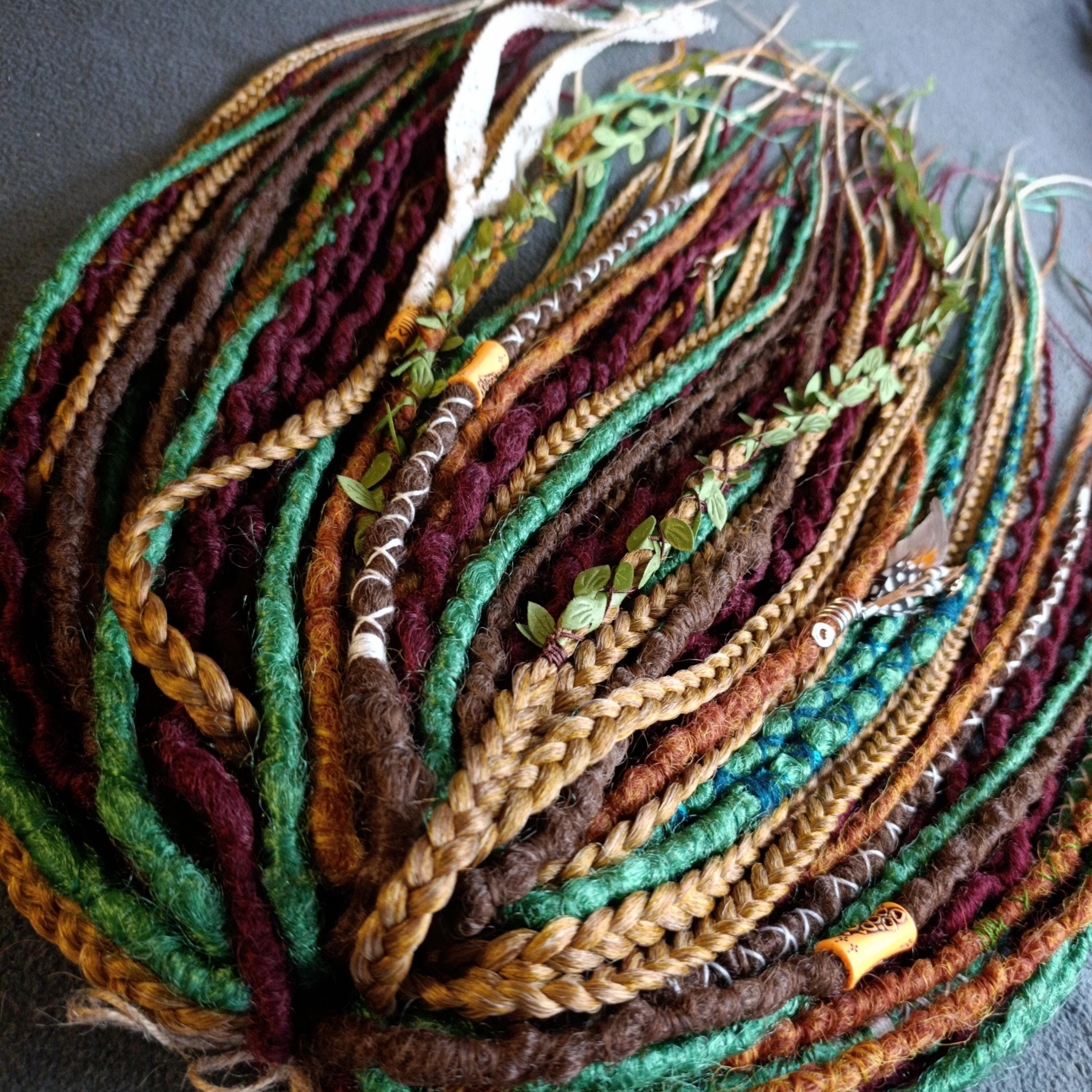 Forest Green Burgundy Ombre Synthetic Dreadlocks Braids, Boho Viking ...