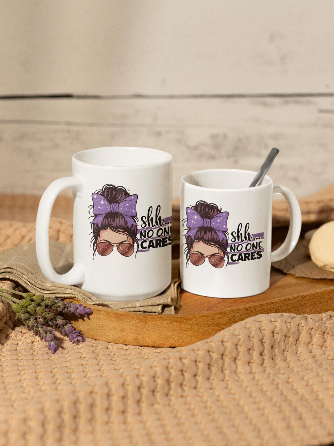 Sassy Ceramic Mug 'shh... No One Cares' Coffee Cup, Funny Gift for ...