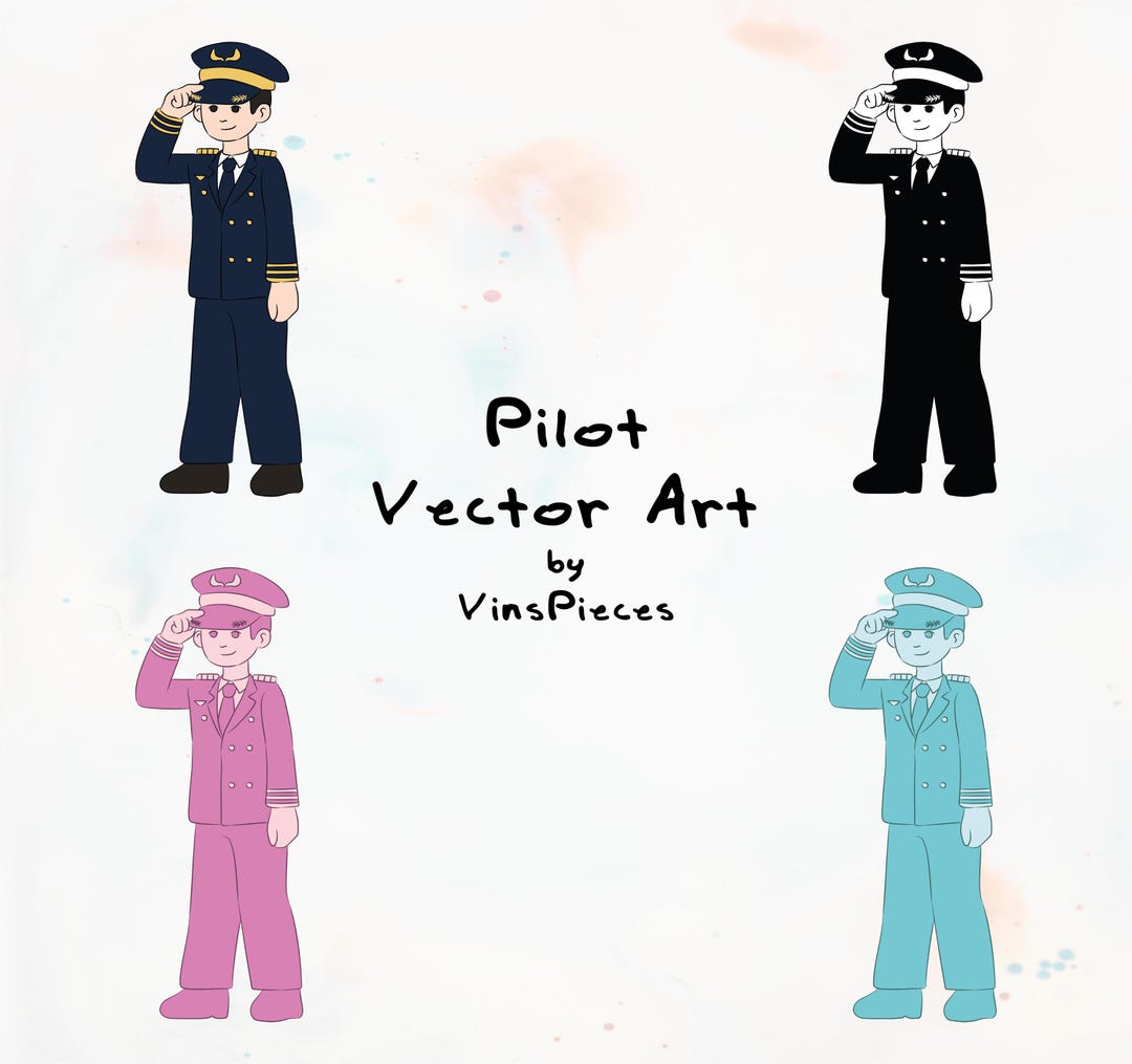 Pilot Vector Art - With 4 Color Variations - SVG/PNG/JPEG - Etsy