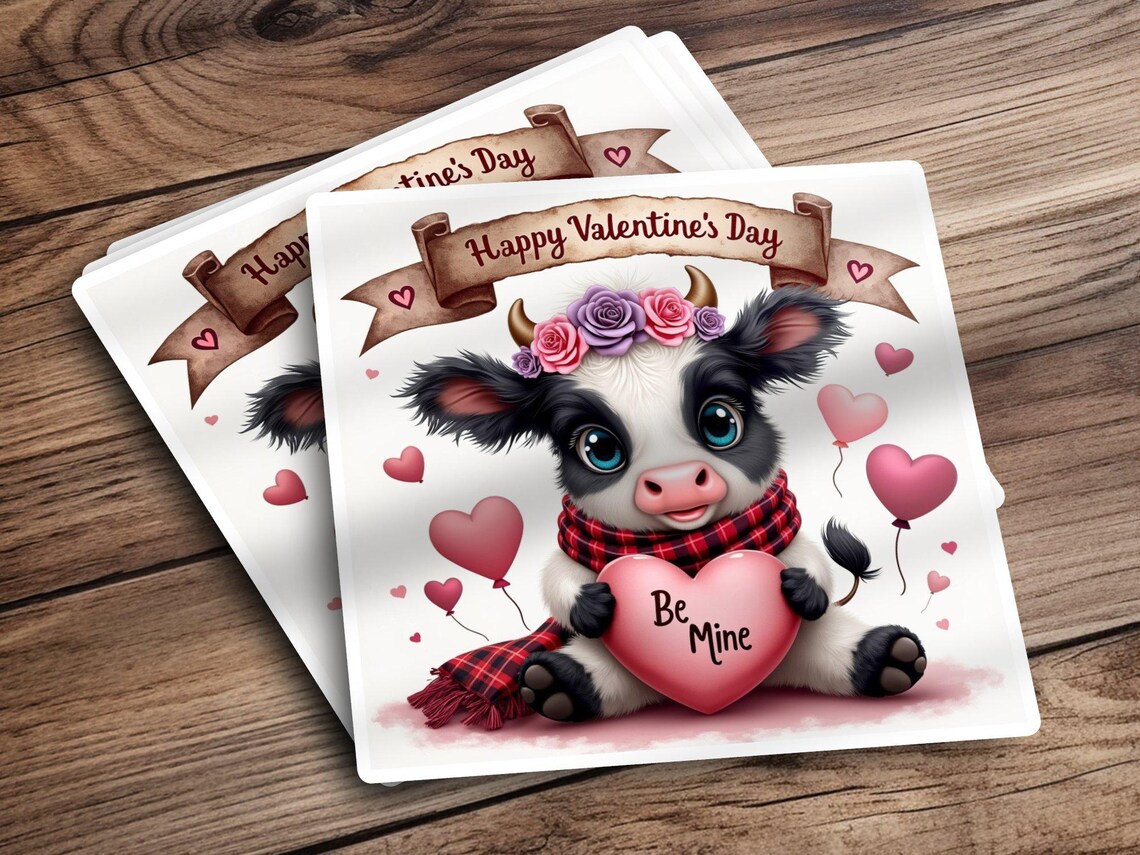 Cute Valentine Cow Print, Happy Valentine's Day Digital Art, Adorable ...