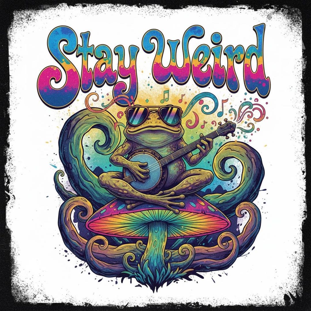 Stay Weird Frog Digital Art, Toad Banjo Music, Mushroom Psychedelic ...