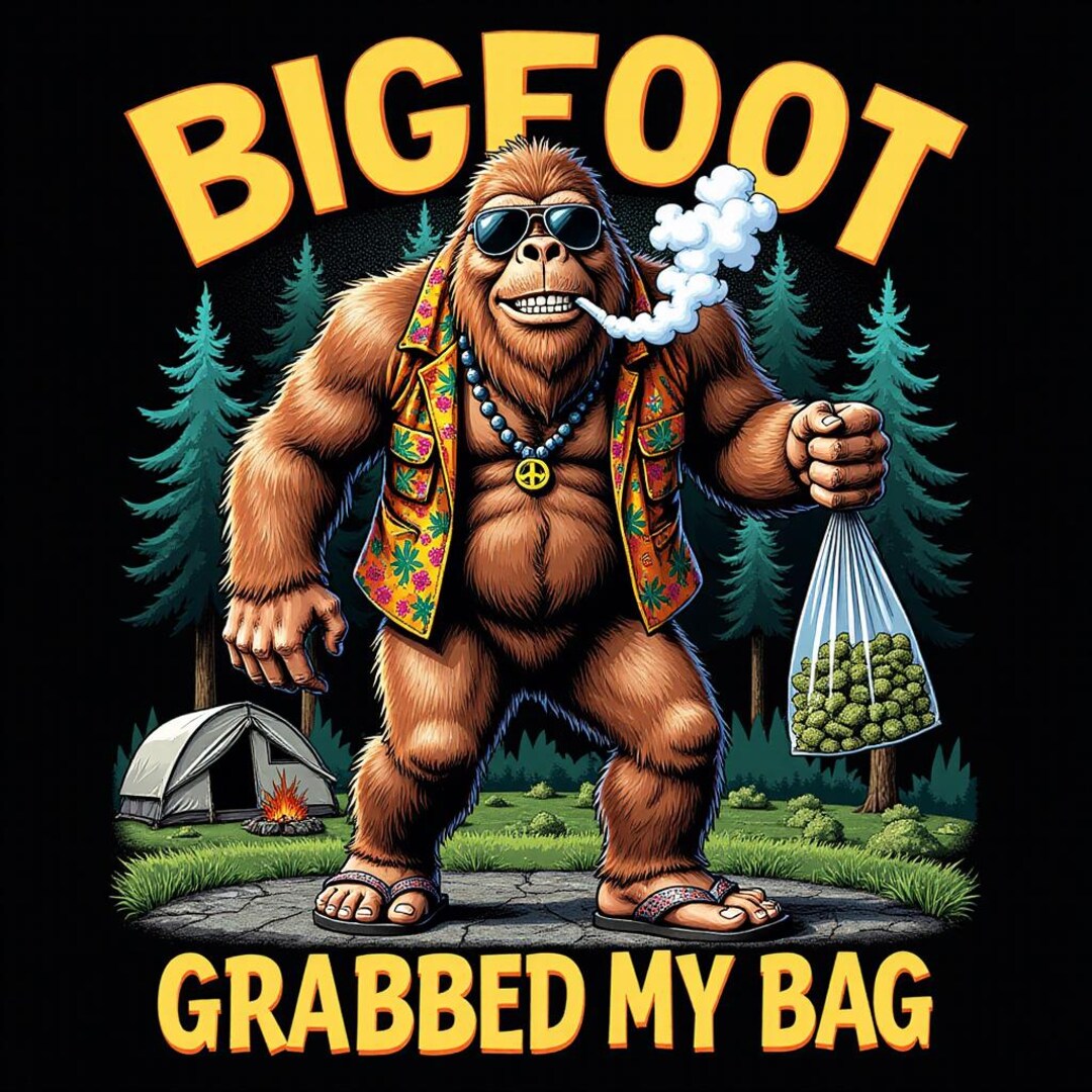 Bigfoot Grabbed My Bag T-shirt, Funny Sasquatch Tee, Camping Bigfoot ...