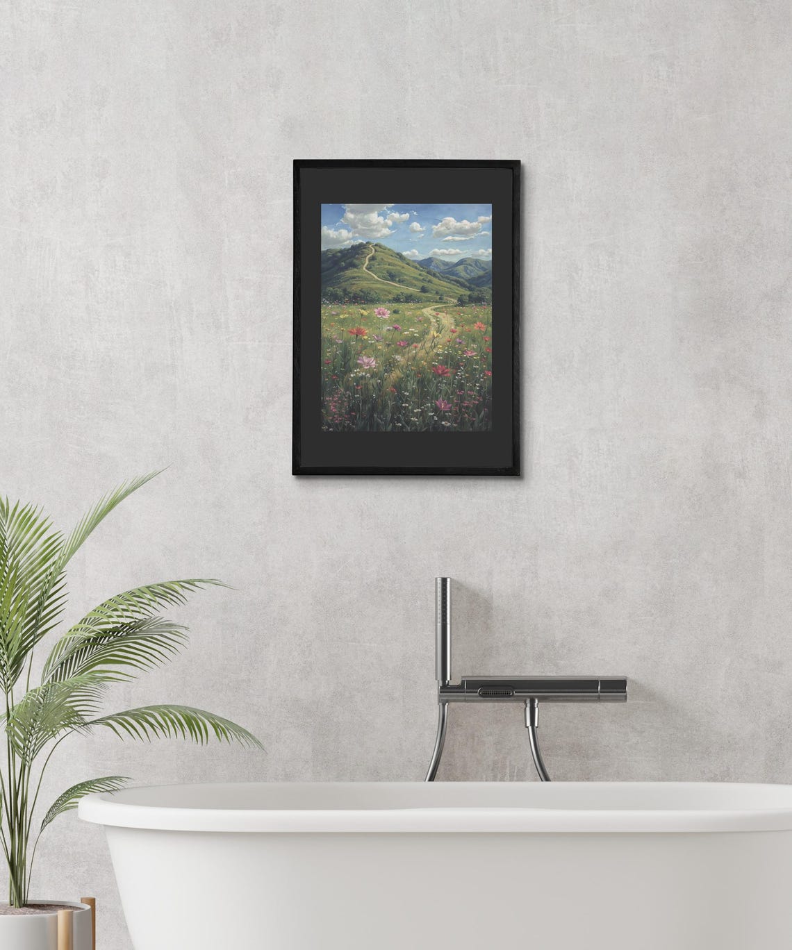 Flower Field Path Wall Art, Poster, Canvas Print, Greeting Card ...