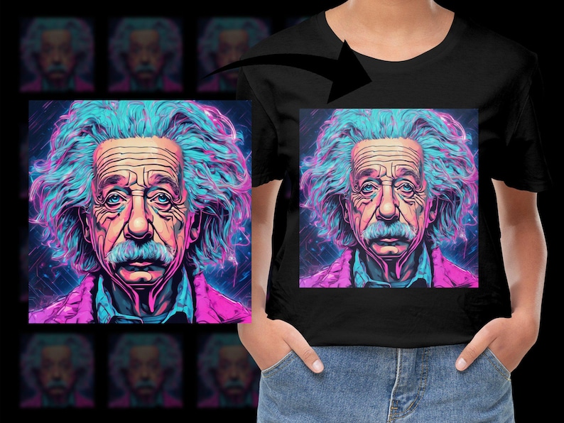Albert Einstein Digital Art Print, Colorful Einstein Wall Decor, Science Art Poster ...