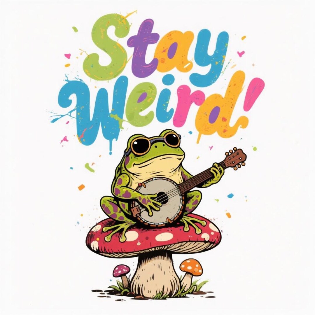Stay Weird Frog Digital Print, Banjo Playing Amphibian Art, Funky ...