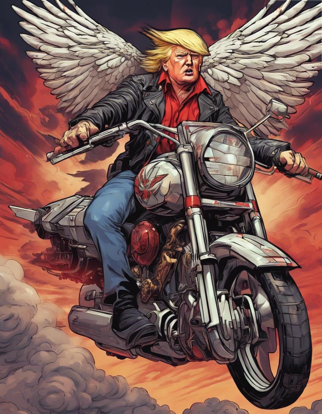 Trump Biker T-shirt, Bold Graphic Tee, Wings Rider Shirt, Cool ...