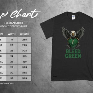 Bleed Green Eagle T-shirt, Football Heart, Sports Fan Tee, Game Day ...