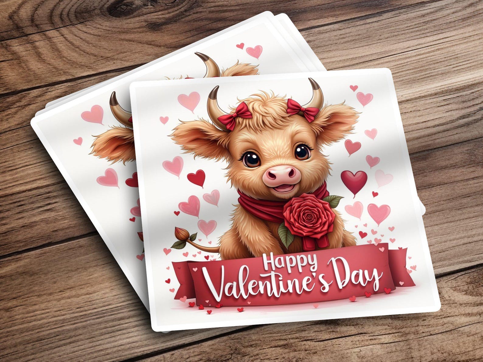 Cute Valentine Cow Digital Art, Happy Valentines Day Print, Adorable ...