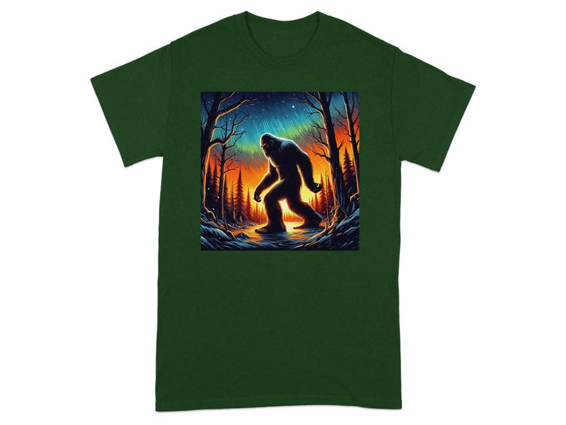 Bigfoot T-shirt, Colorful Aurora Forest, Cryptozoology Gift - Etsy