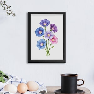 Morning Glory Flower Art, Canvas Print Poster, Framed Poster, Greeting ...