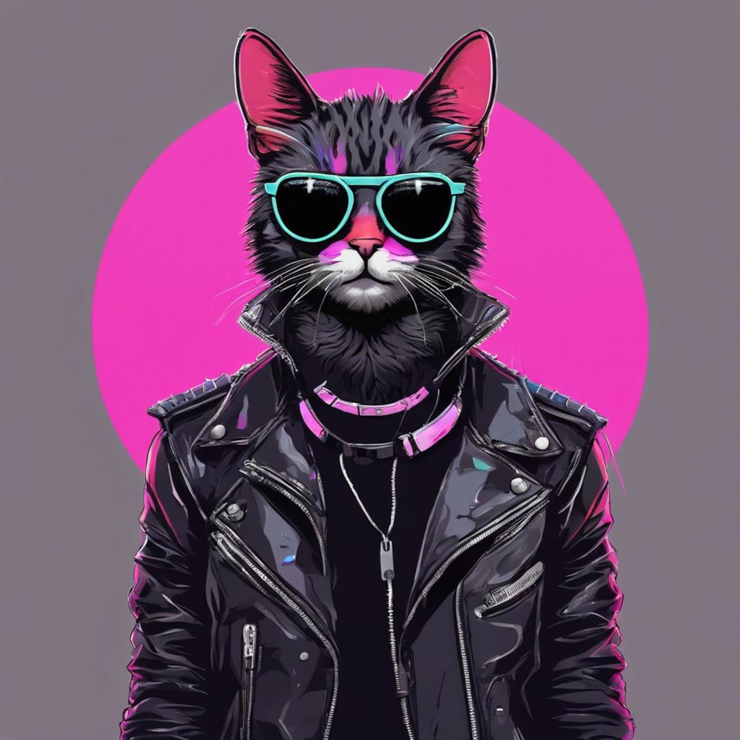 Cool Cat With Sunglasses Digital Art, Punk Rock Cat Digital Download ...