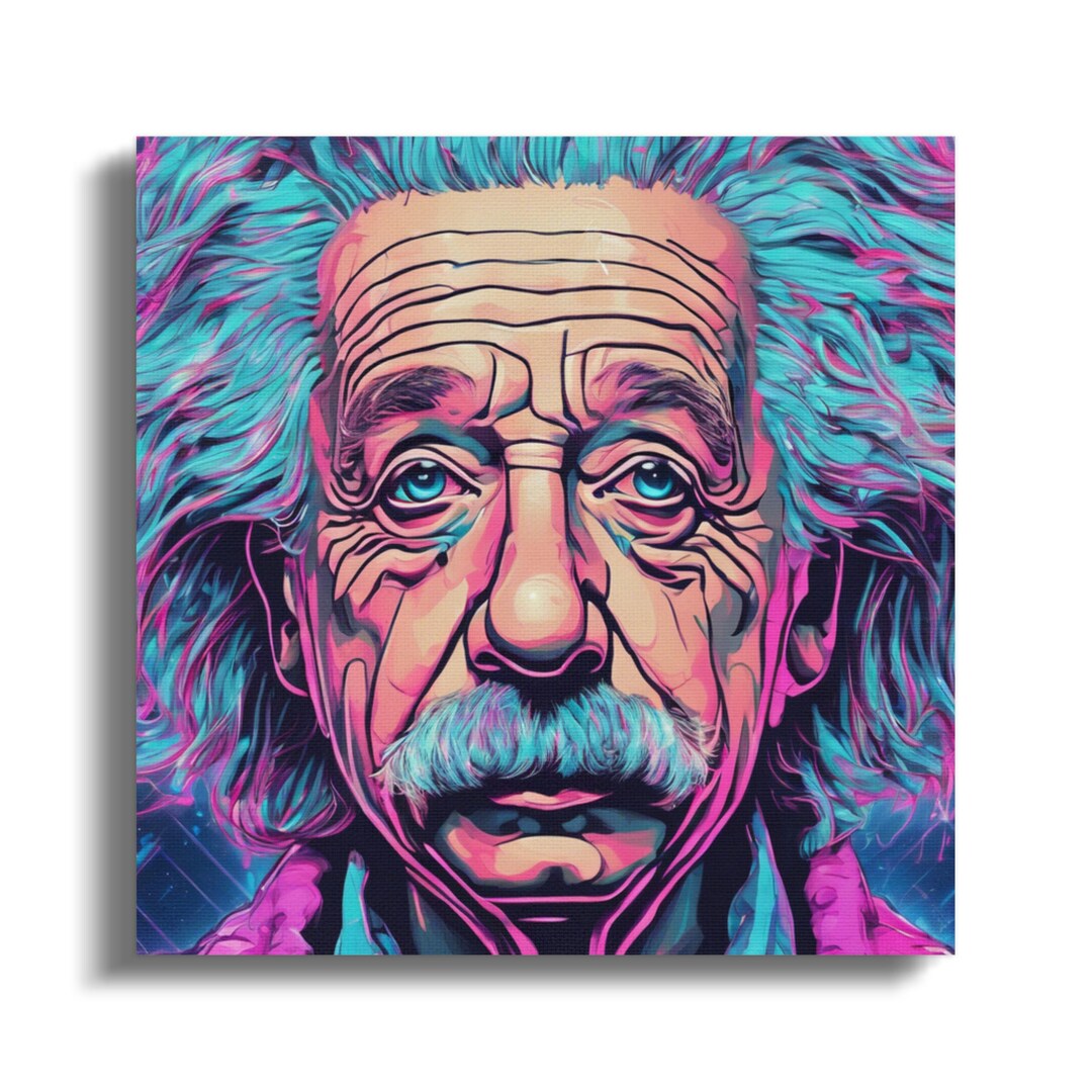 Albert Einstein Digital Art Print, Colorful Einstein Wall Decor ...