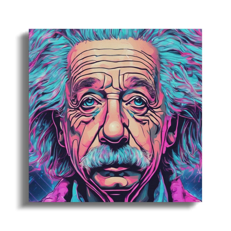Albert Einstein Digital Art Print, Colorful Einstein Wall Decor, Science Art Poster ...