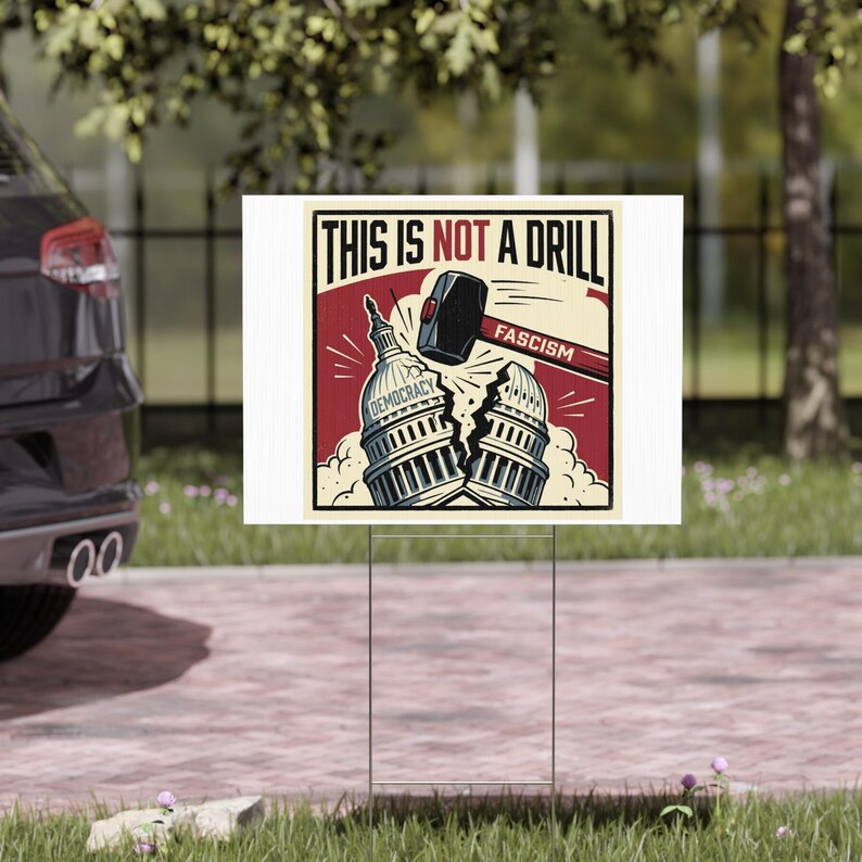 This is Not A Drill Protest Sign, Fascism Hammer, Democracy Broken ...