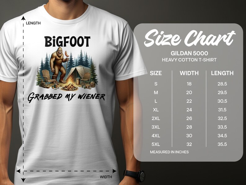 Bigfoot Grabbed My Wiener T-shirt, Funny Sasquatch Camping, Sausage Lover, Humor Tee, Cryptid ...