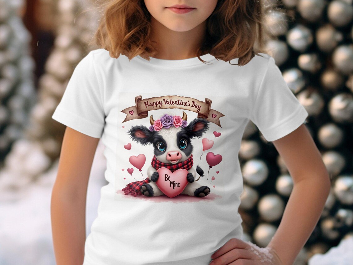 Cute Valentine Cow Print, Happy Valentine's Day Digital Art, Adorable ...
