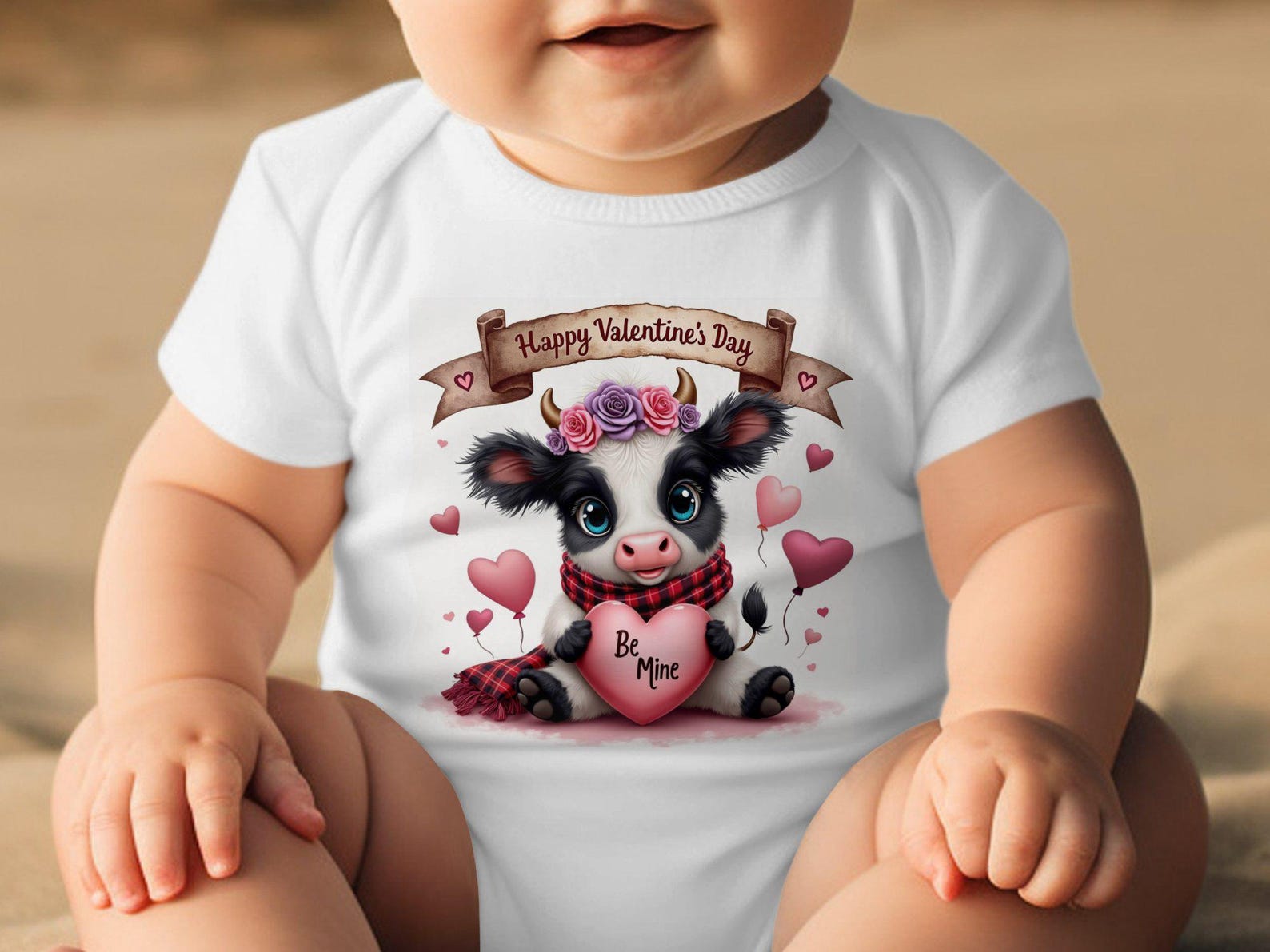 Cute Valentine Cow Print, Happy Valentine's Day Digital Art, Adorable ...