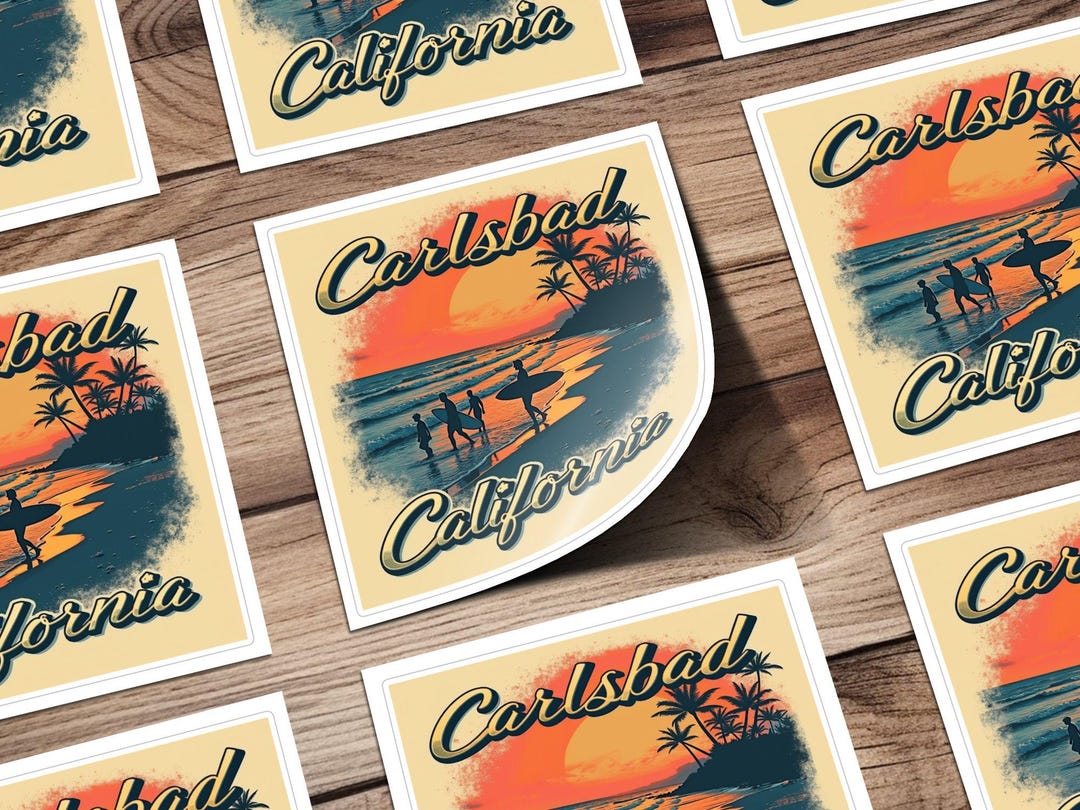 Carlsbad California Sunset, Beach Silhouette Art, Digital Download ...