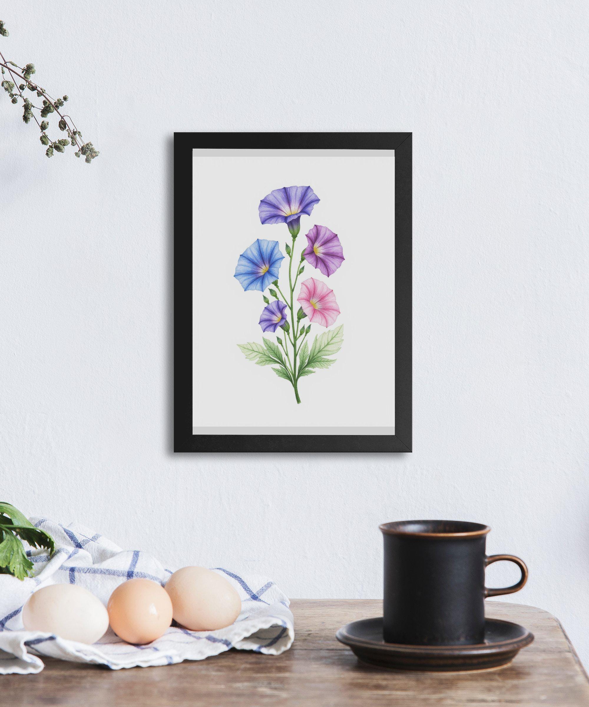 Morning Glory Flower Art, Digital Download, Greeting Card, Framed ...