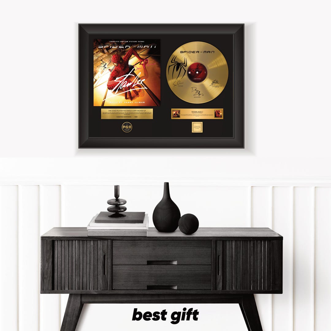 Spider Man Framed Gold Plated Record Vinyl Copy Signed Premium Wall Art ...