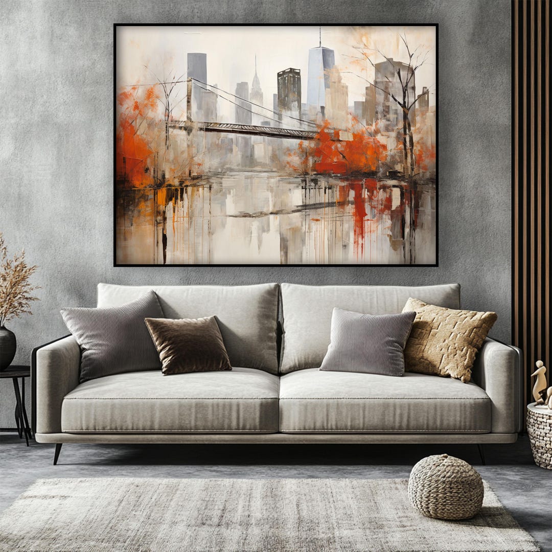 Brooklyn Bridge Abstract Oil Painting on Canvas,textured Acrylic NYC ...