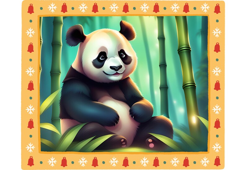 Cute Panda in Bamboo Forest Printable Wall Art Digital Download for ...