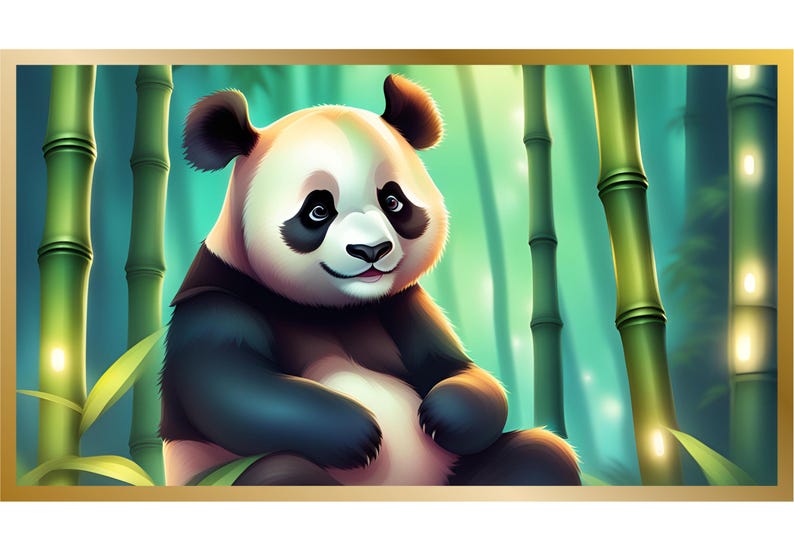 Cute Panda in Bamboo Forest Printable Wall Art Digital Download for ...